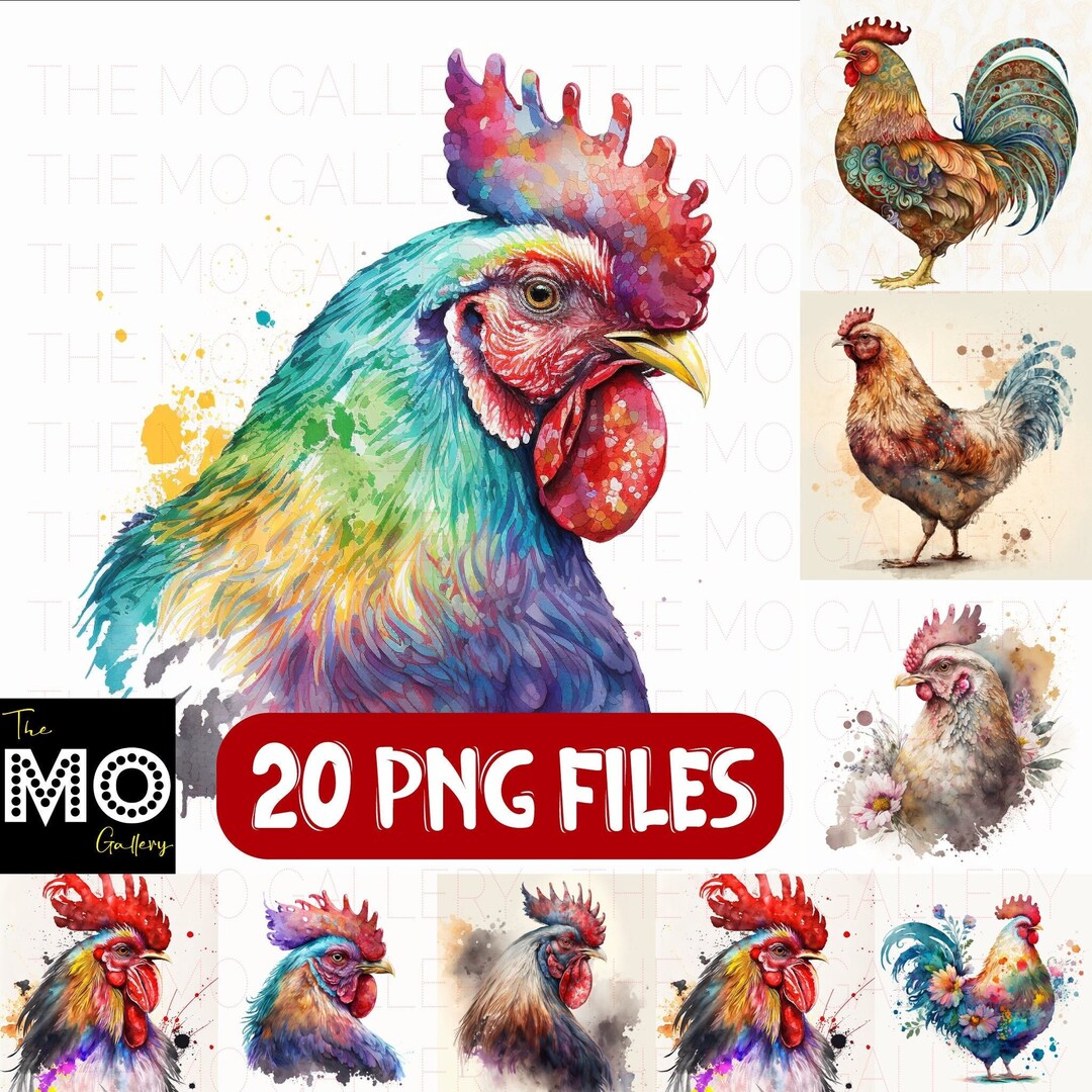 20 Rooster Portraits Watercolor Illustration Prints Card - Etsy