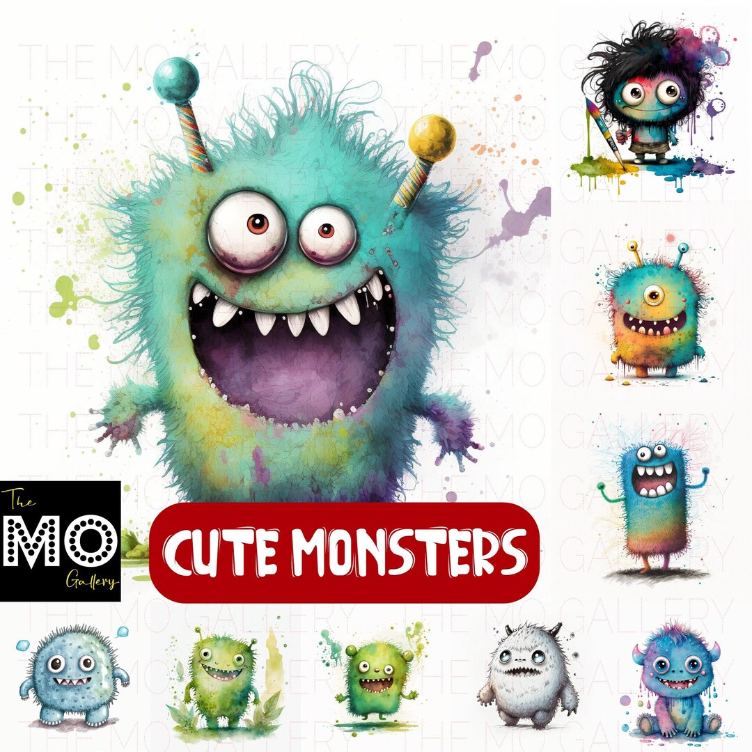 30 Cute Monsters Portraits Illustration Prints Card Making Craft Book ...