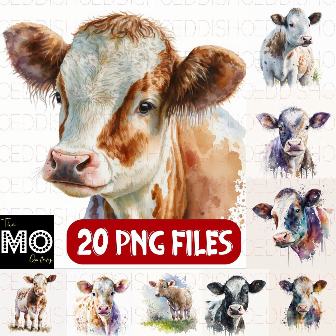 20 Calf Portraits Watercolor Illustration Prints Card Making - Etsy