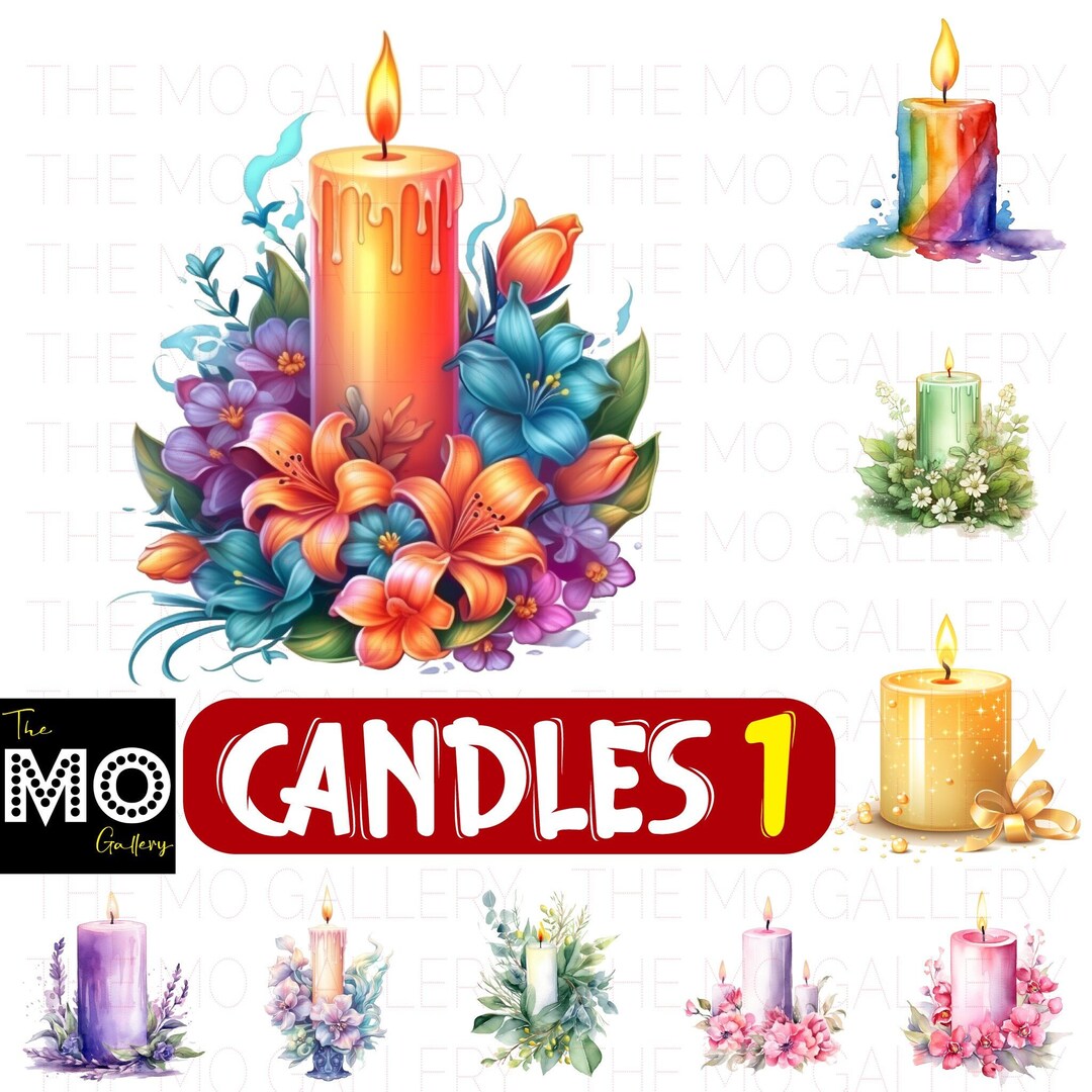 40 Candle Watercolor Portraits Instant Download PNG JPG Files - Etsy