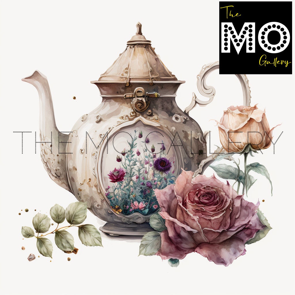 40 Teapot Watercolor Portraits Illustrations Planner Poster - Etsy