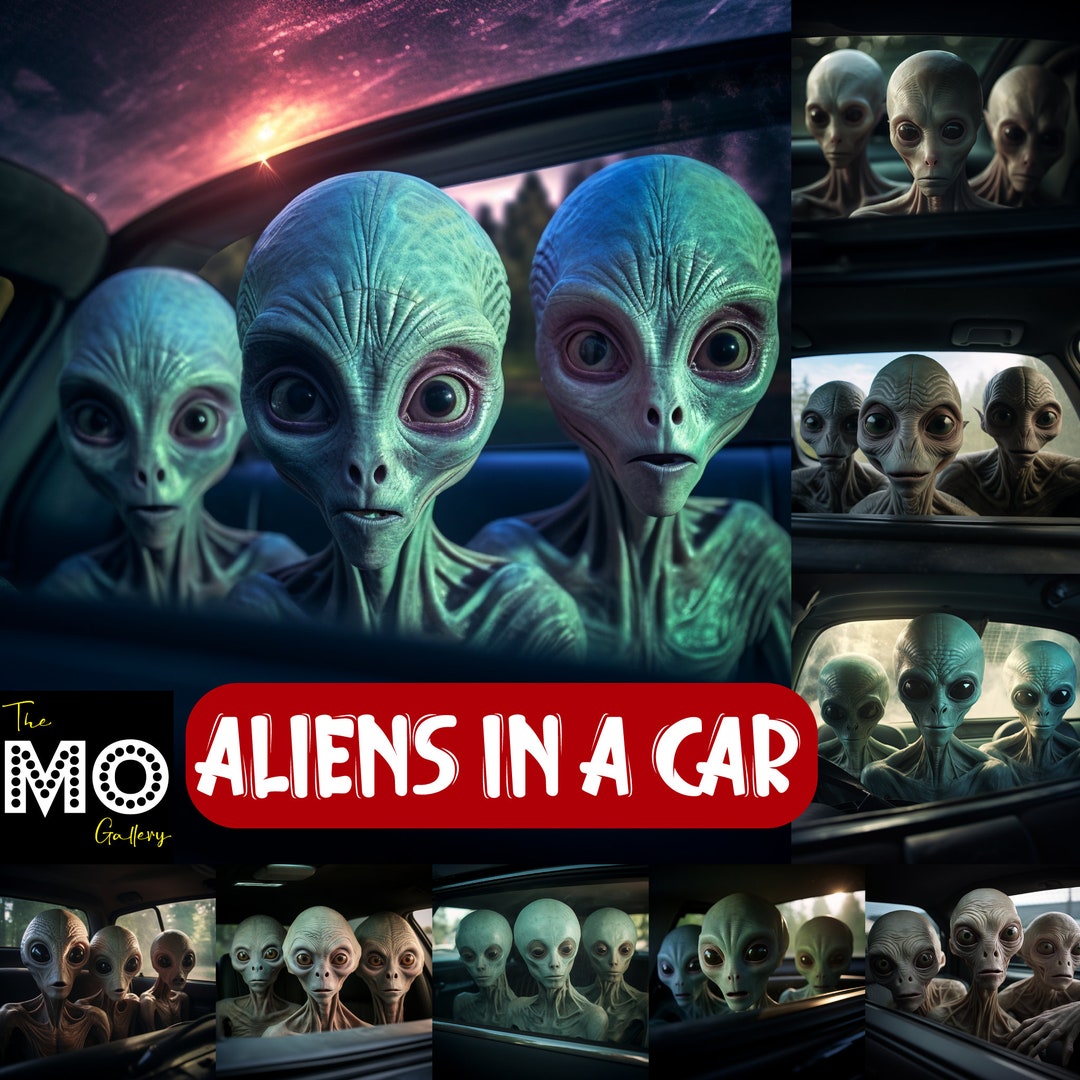 60 Aliens in a Car Portraits JPG Illustration Card Making - Etsy