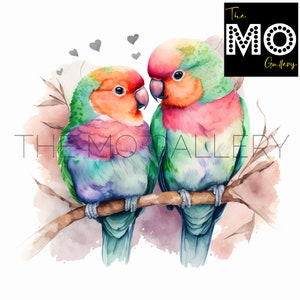 15 Love Birds Watercolor Portraits Instant Download PNG Files Card ...