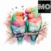15 Love Birds Watercolor Portraits Instant Download PNG Files Card ...