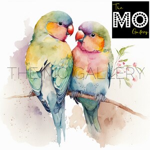 15 Love Birds Watercolor Portraits Instant Download PNG Files Card ...