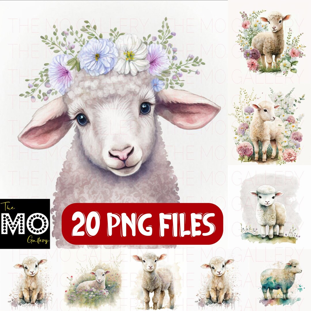 20 Baby Sheep Lamb Portraits Watercolor Illustration Prints Card Making ...
