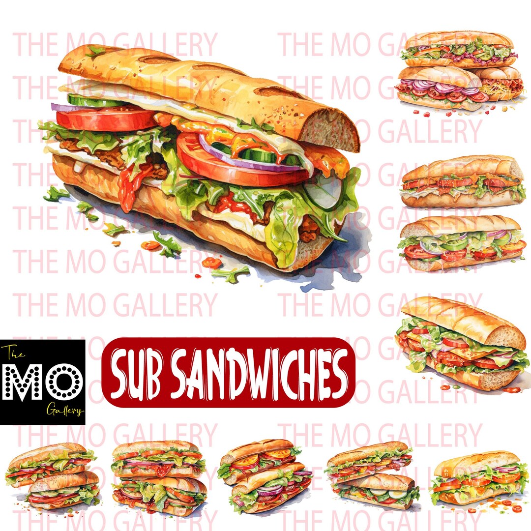 25 Submarine Sandwich Watercolor Portraits Instant Download - Etsy