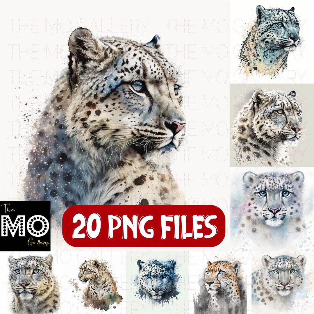 20 Snow Leopard Portraits Watercolor Illustration Prints Card - Etsy
