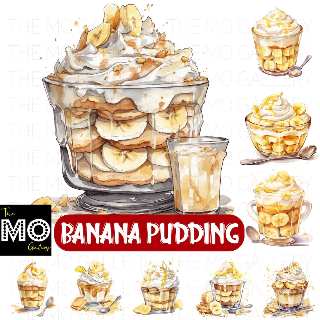 25 Banana Pudding Watercolor Portraits Instant Download PNG JPG Files ...