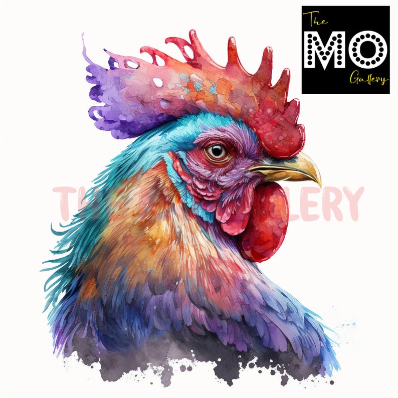 20 Rooster Portraits Watercolor Illustration Prints Card - Etsy