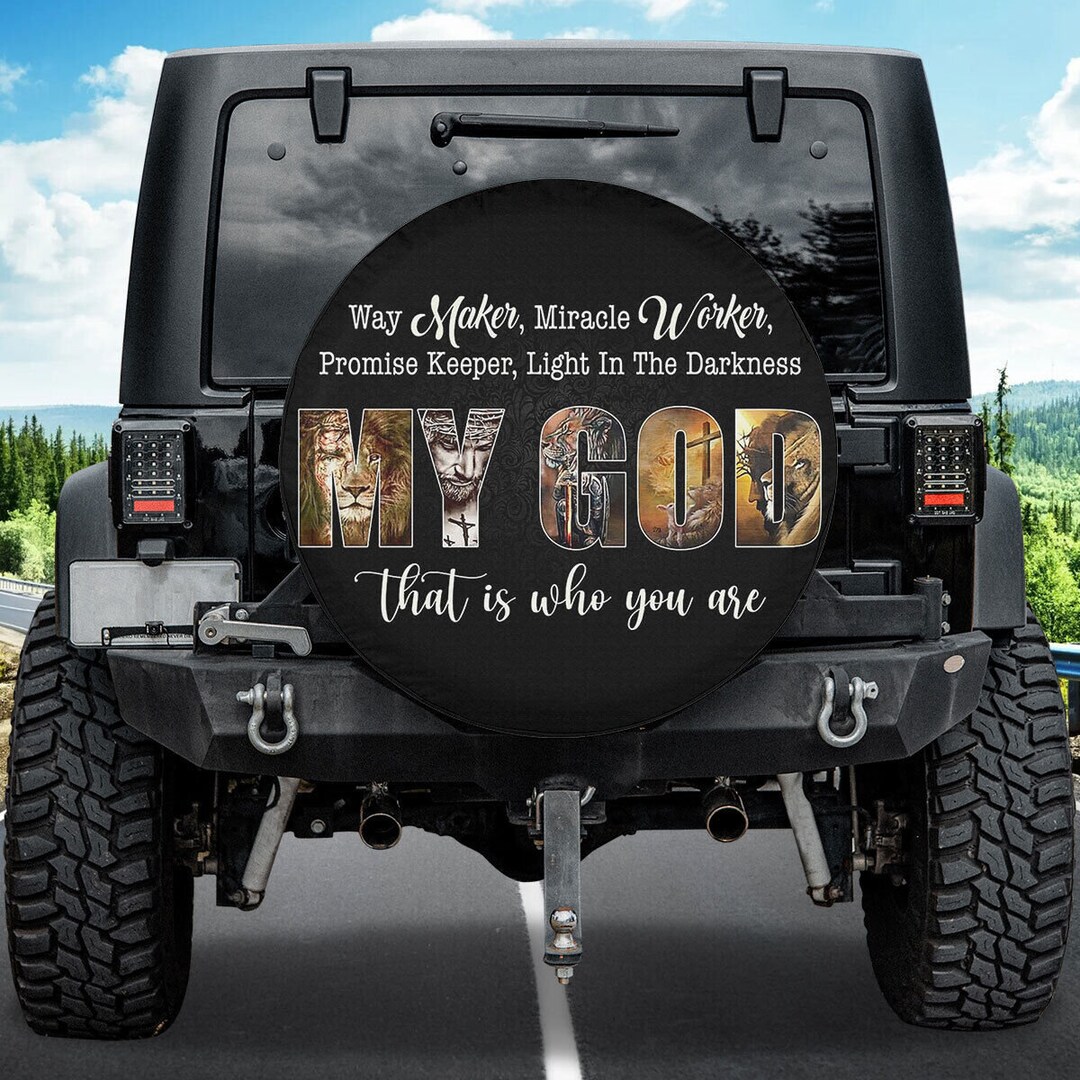 Jesus Spare Tire Cover Lion God Tire Decor Christian Cross - Etsy