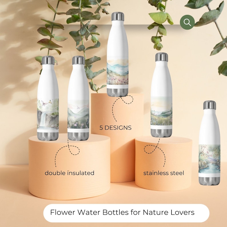 Floral Watercolor Water Bottle for Nature Lovers Choose From 5 Styles ...