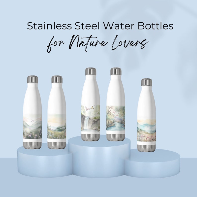 Floral Watercolor Water Bottle for Nature Lovers Choose From 5 Styles ...