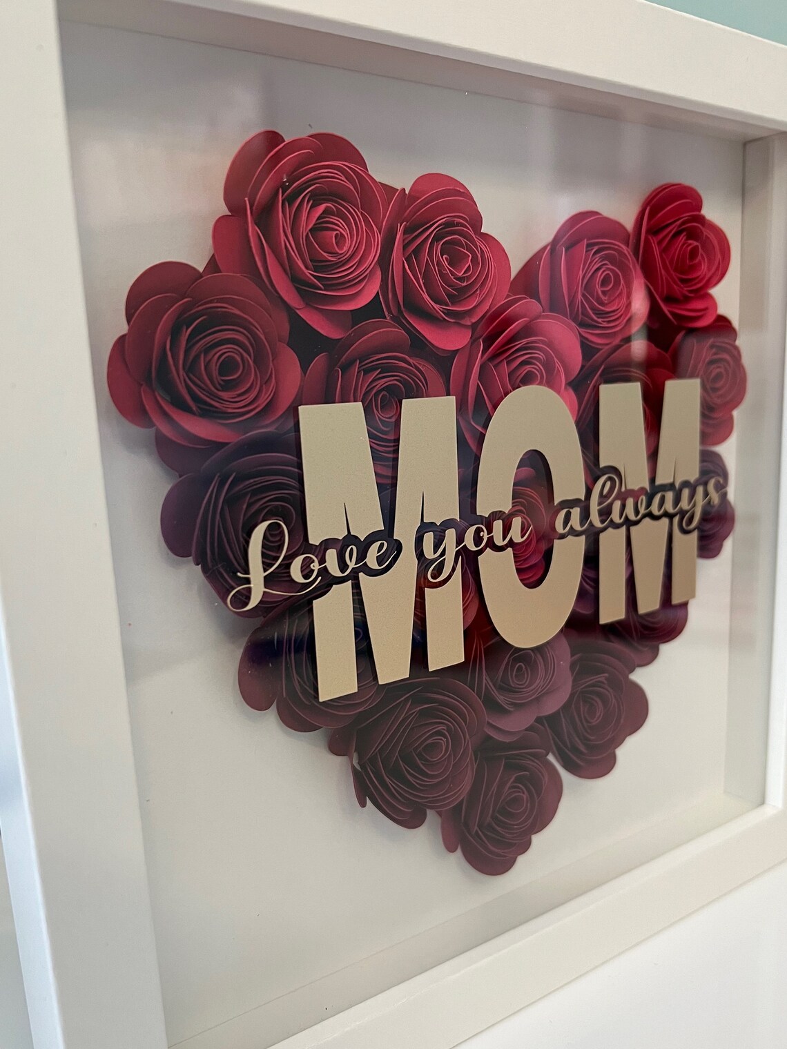 Flower Shadow Box, Personalized Shadow Box, Heart Flower Box, Shadow ...