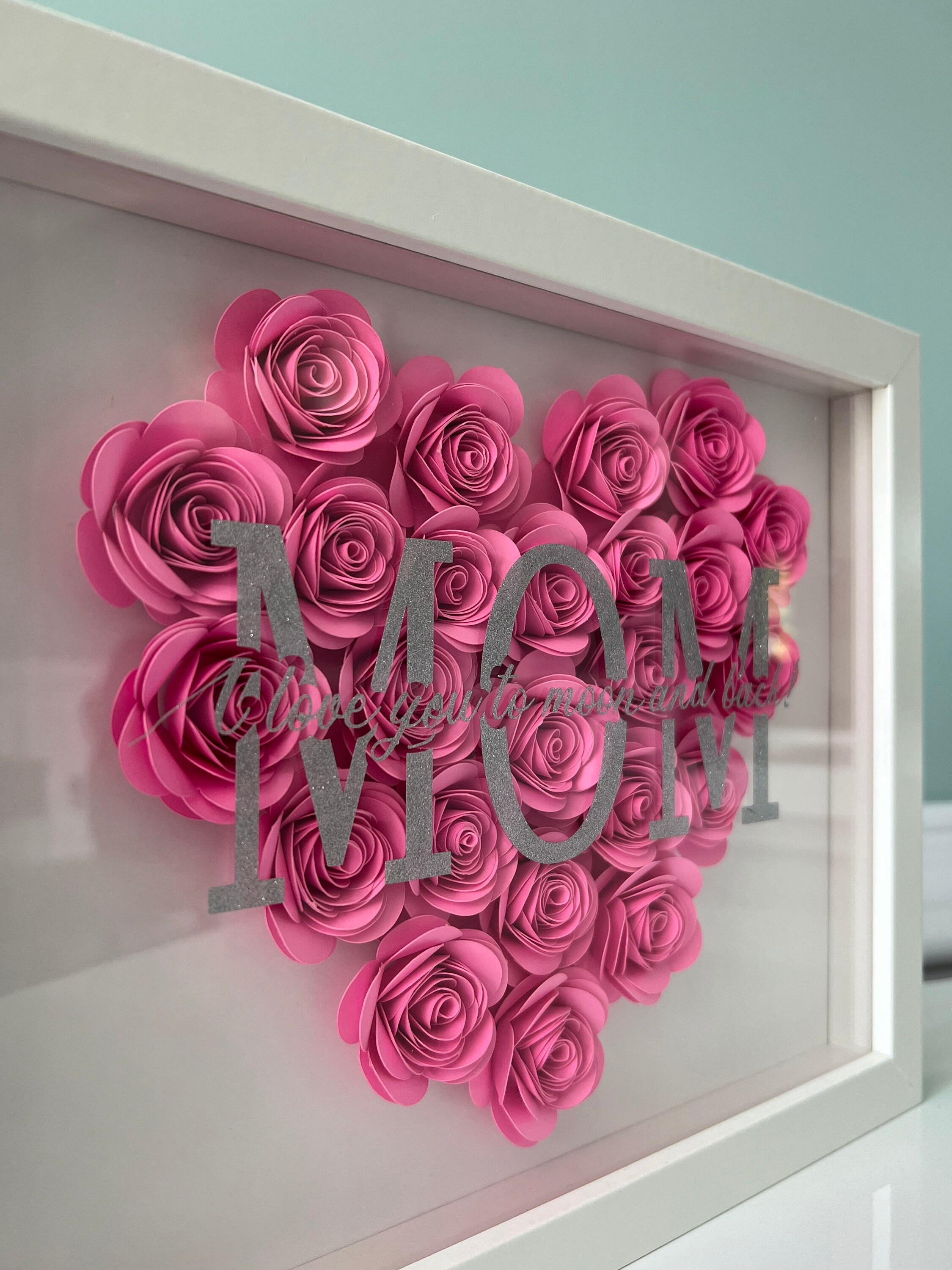 Flower Shadow Box, Personalized Shadow Box, Heart Flower Box, Shadow ...