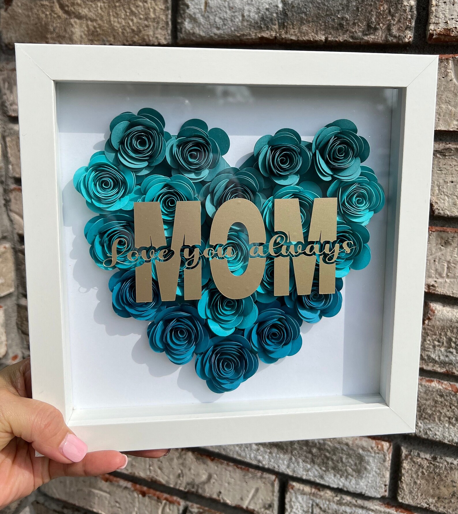 Flower Shadow Box, Personalized Shadow Box, Heart Flower Box, Shadow ...