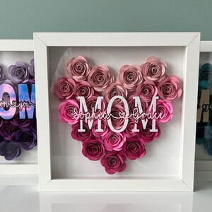 Flower Shadow Box, Personalized Shadow Box, Heart Flower Box, Shadow ...