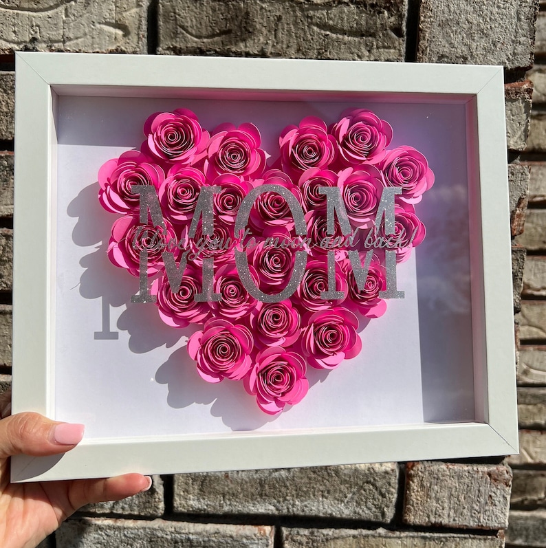 Flower Shadow Box, Personalized Shadow Box, Heart Flower Box, Shadow ...