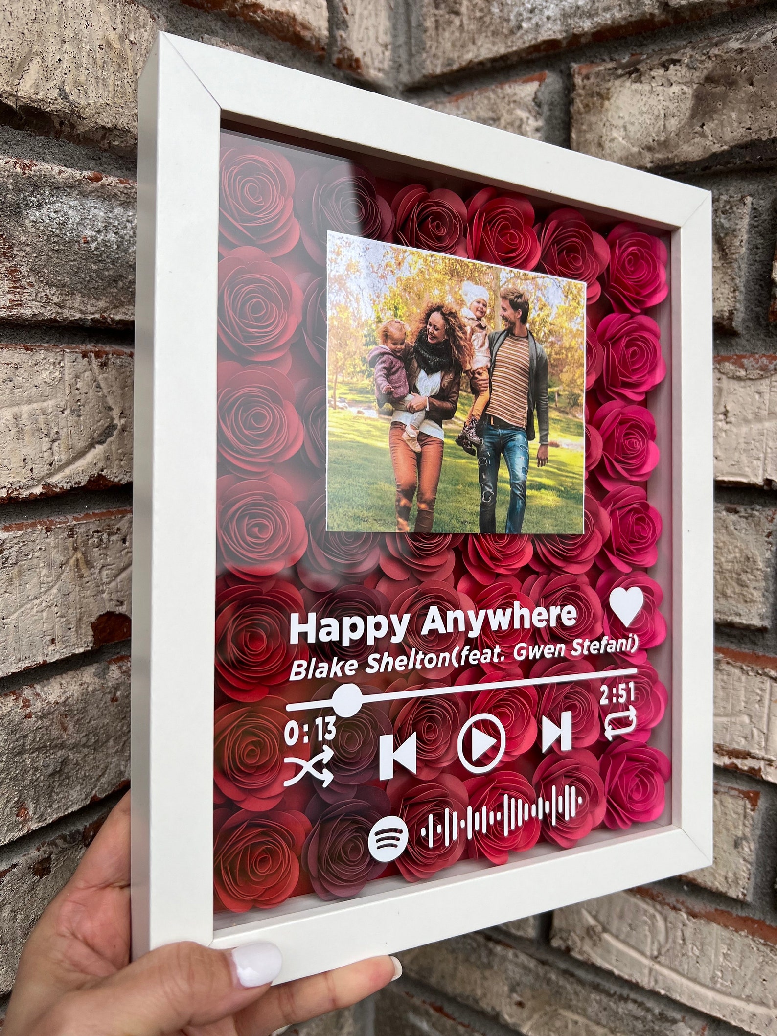 Flower Shadow Box, Personalized Shadow Box, Heart Flower Box, Song Name ...