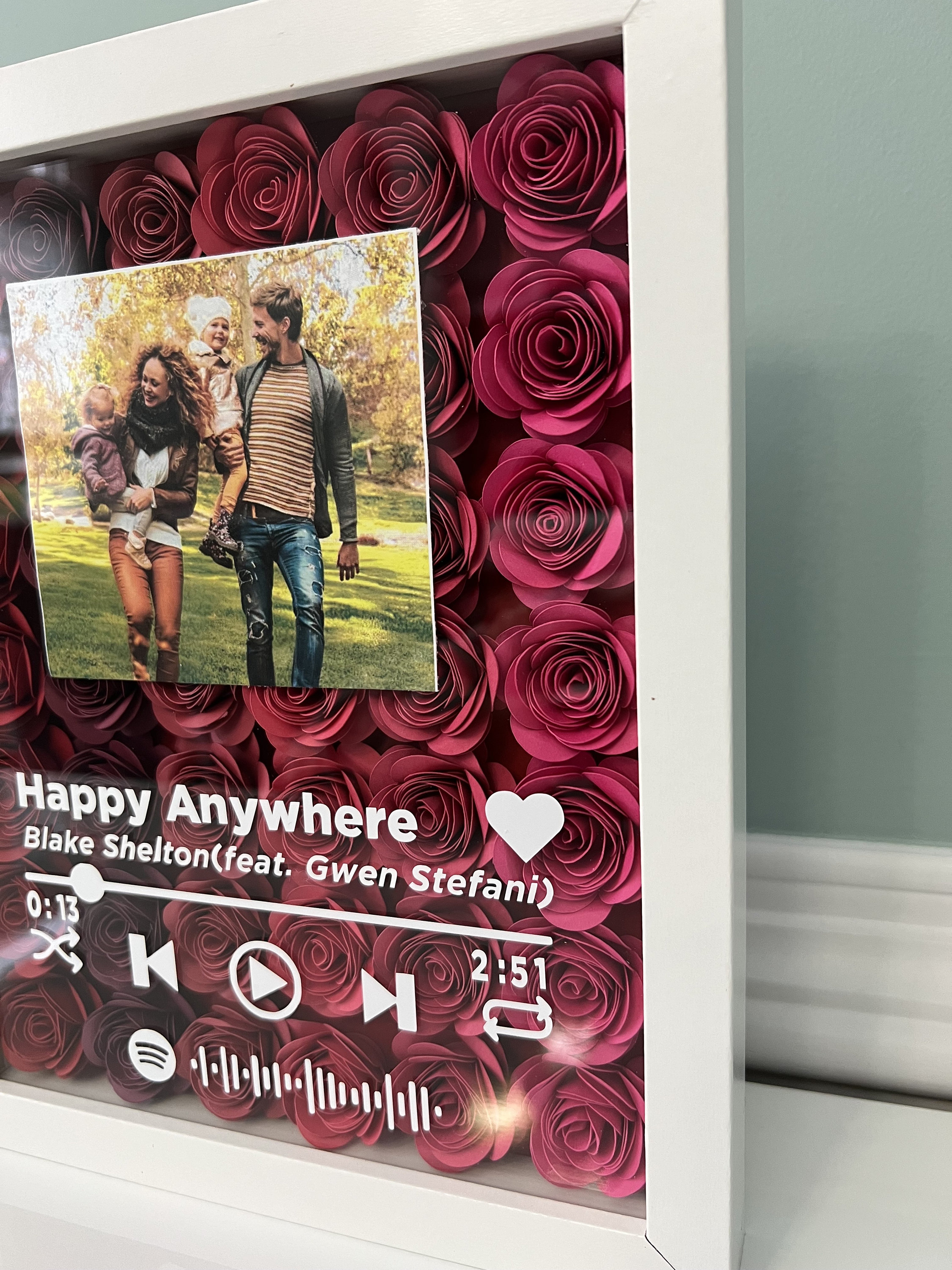 Flower Shadow Box, Personalized Shadow Box, Heart Flower Box, Song Name ...