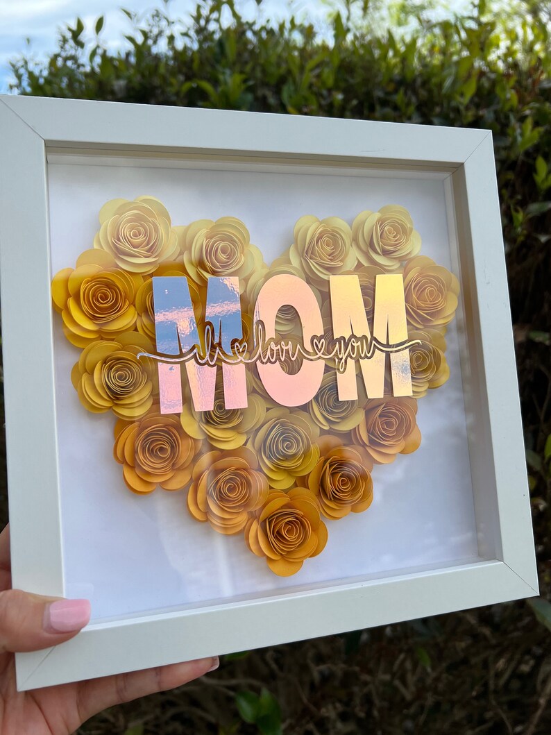 Flower Shadow Box Personalized Shadow Box Heart Flower Box - Etsy