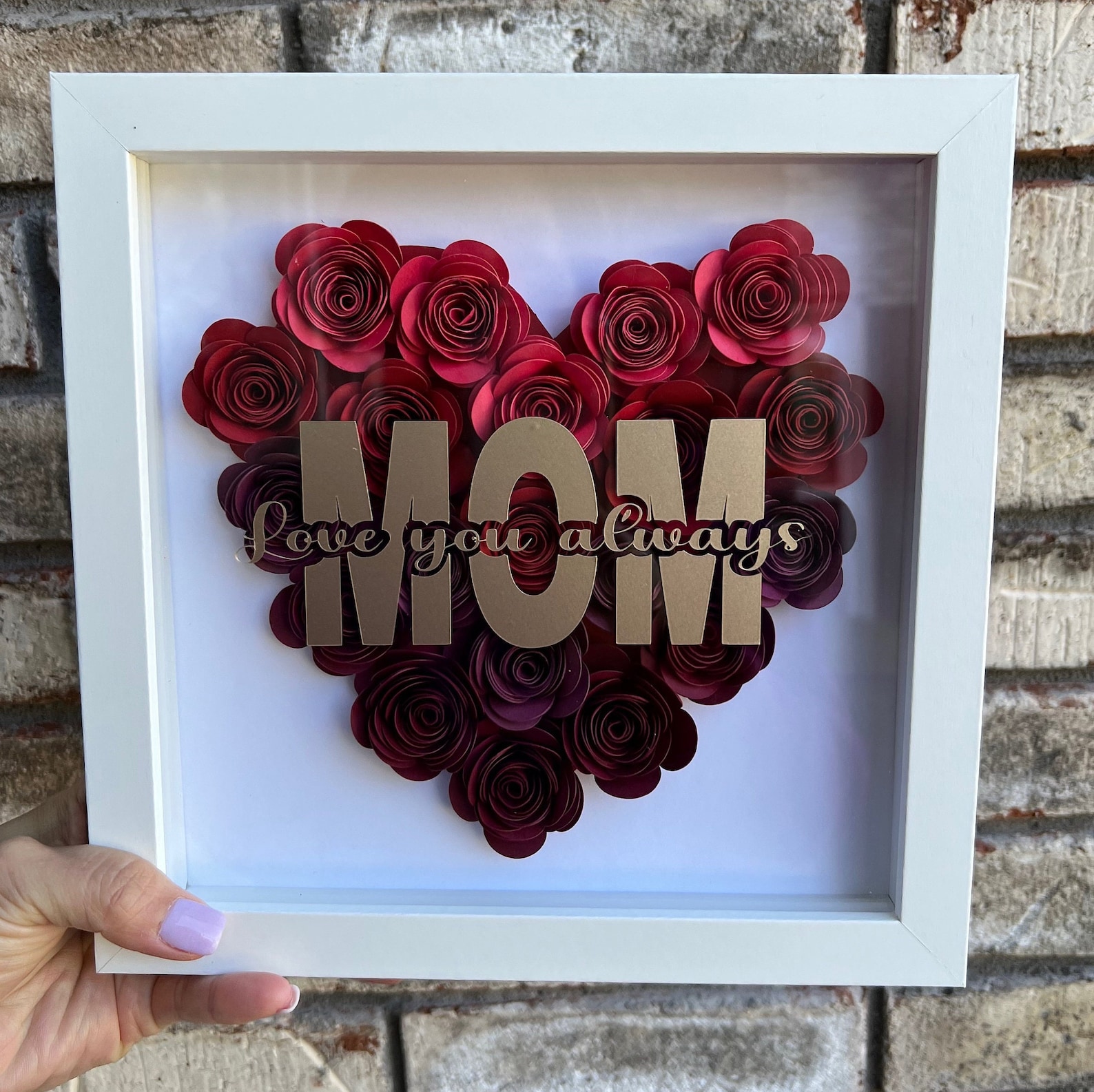 Flower Shadow Box, Personalized Shadow Box, Heart Flower Box, Shadow ...