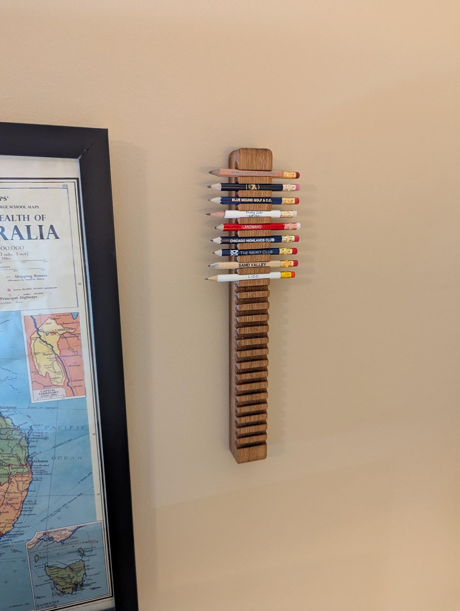 Oak Golf Pencil Wall Display - 24 Pencils - Etsy