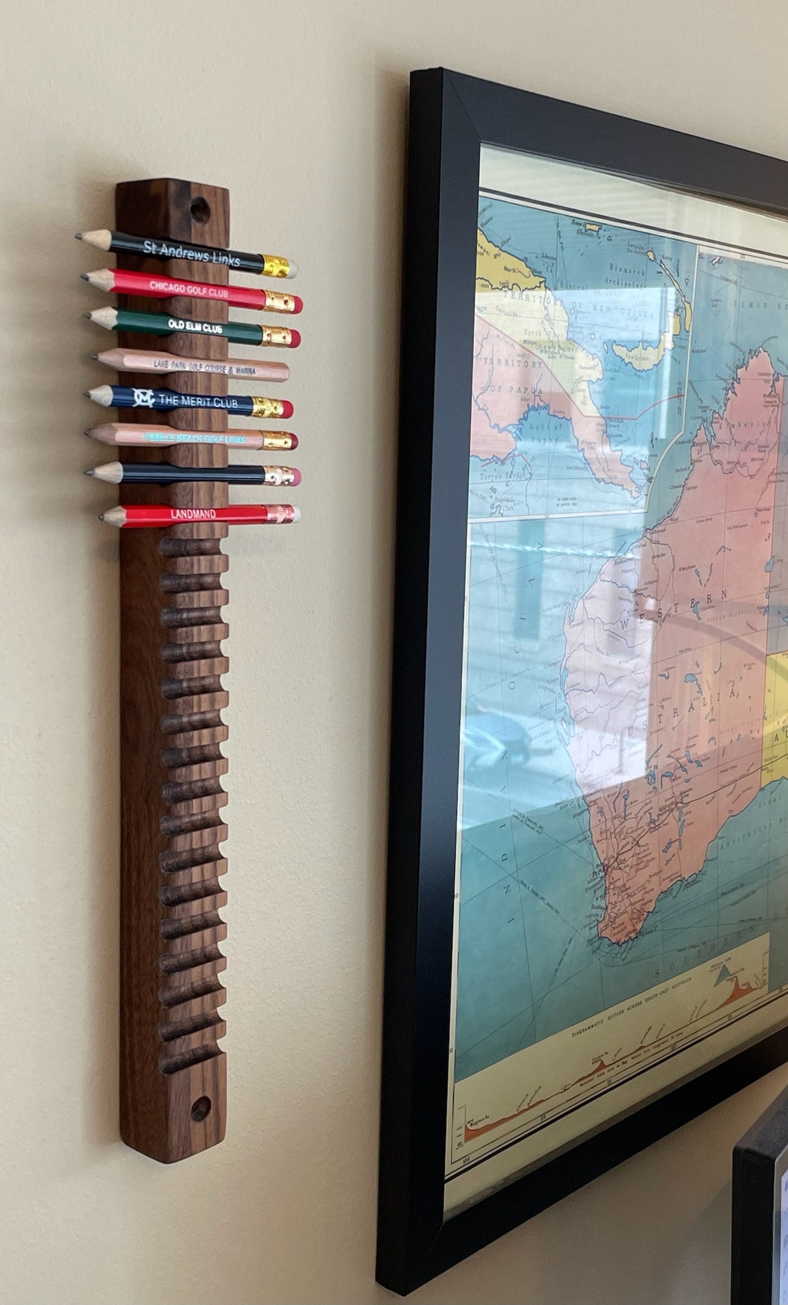 Walnut Golf Pencil Wall Display 24 Pencils - Etsy