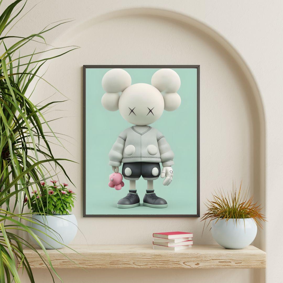 Playful Kaws Wall Art , Kaws Figure Wall Art , Kaws Wall Decor , Pastel ...