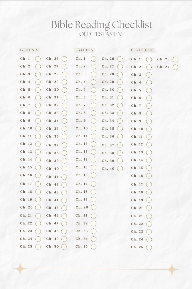 Bible Reading Checklist - Etsy