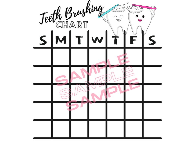 Teeth Brushing Chart -- Digital Download - Etsy