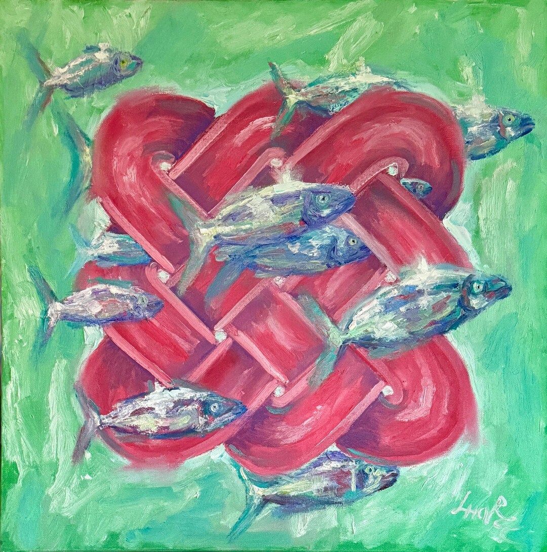 UNIQUE CELTIC KNOT Oil Painting on Canvas Signed Work Contemporary Art ...