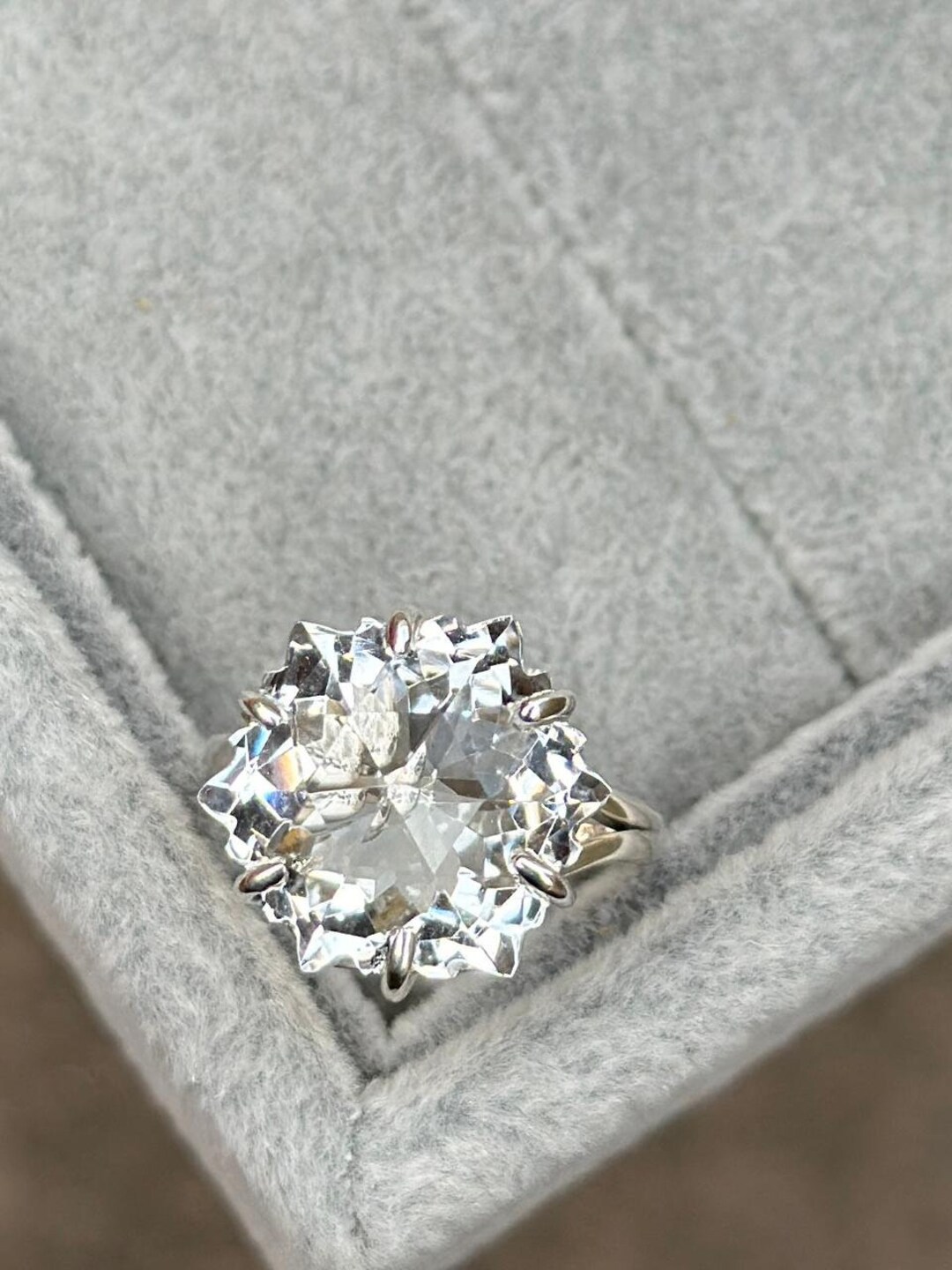 Snowflake Quartz Ring: Adjustable Sterling Silver Crystal Jewelry - Etsy