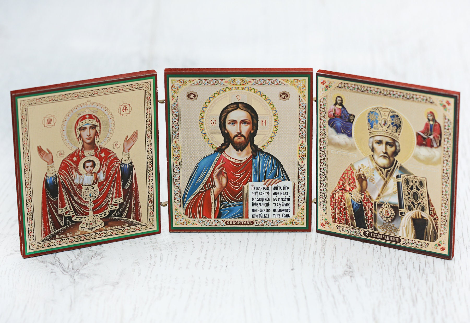 Travel Folding Icon Catholic Orthodox Jesus Christ St.nicholas Virgin Mary - Etsy