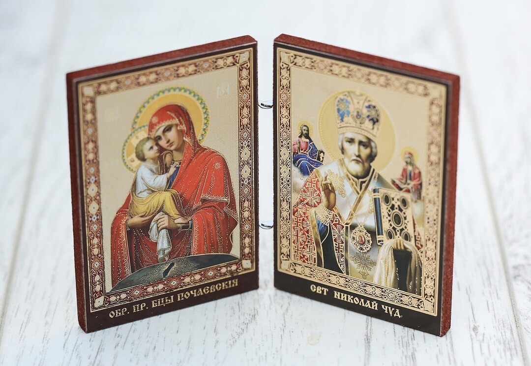 Travel Folding Icon - Catholic Orthodox - Virgin Mary and St.nicholas ...