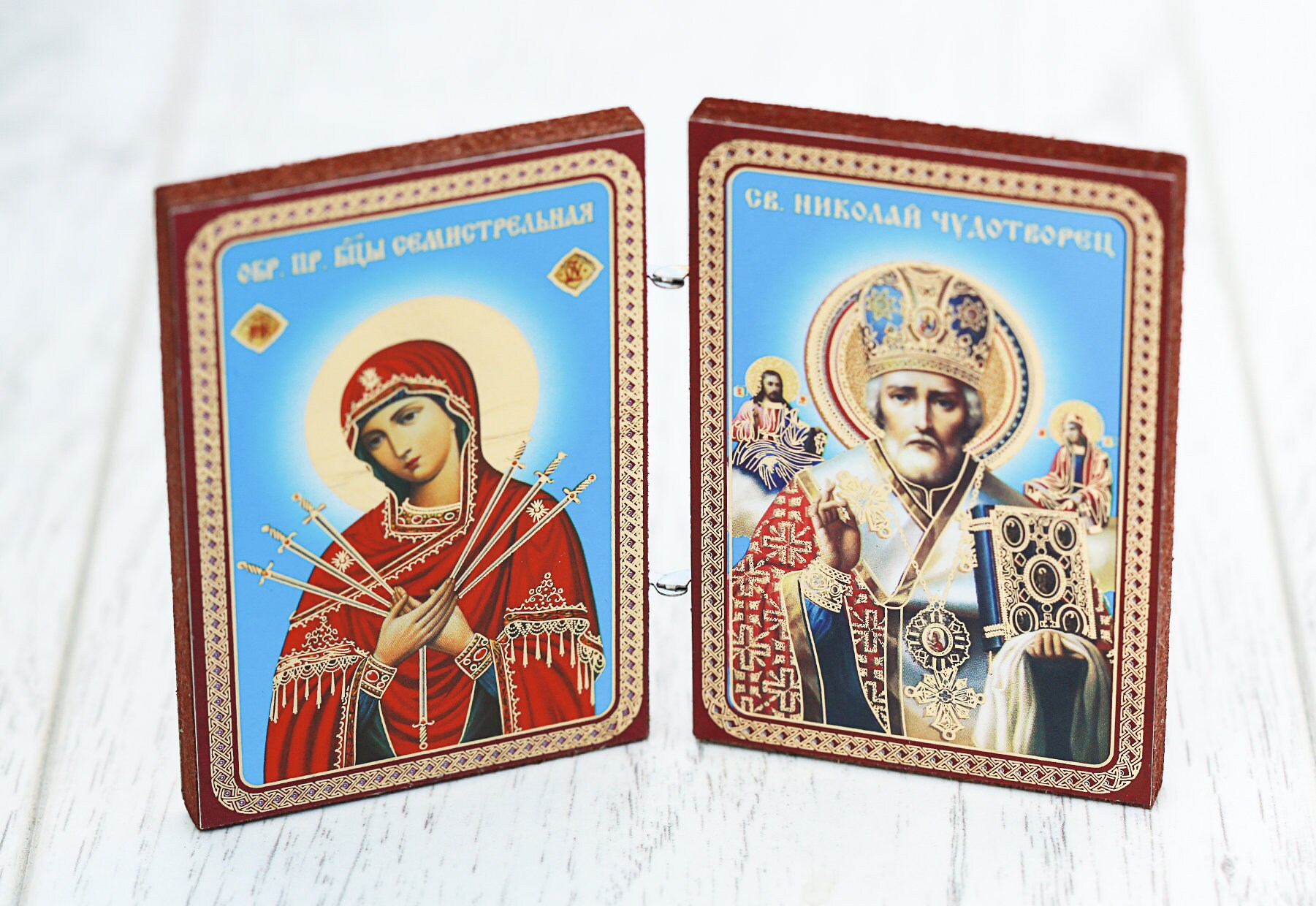 Travel Folding Icon Catholic Orthodox Virgin Mary and St.nicholas - Etsy