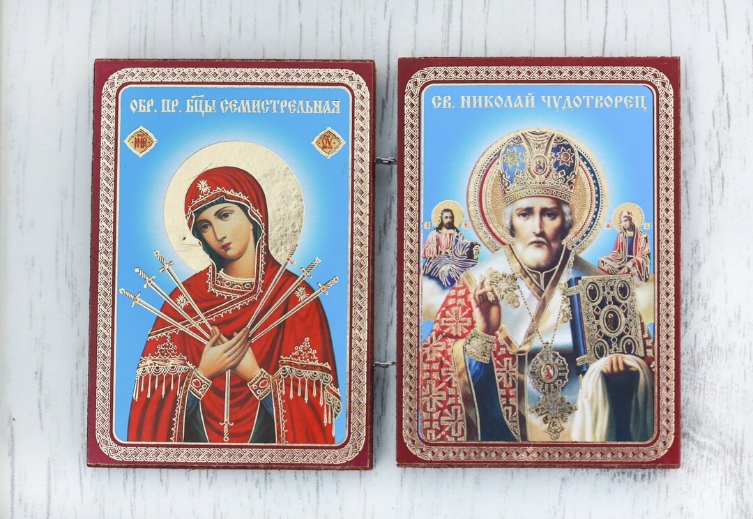 Travel Folding Icon - Catholic Orthodox - Virgin Mary and St.nicholas - Etsy