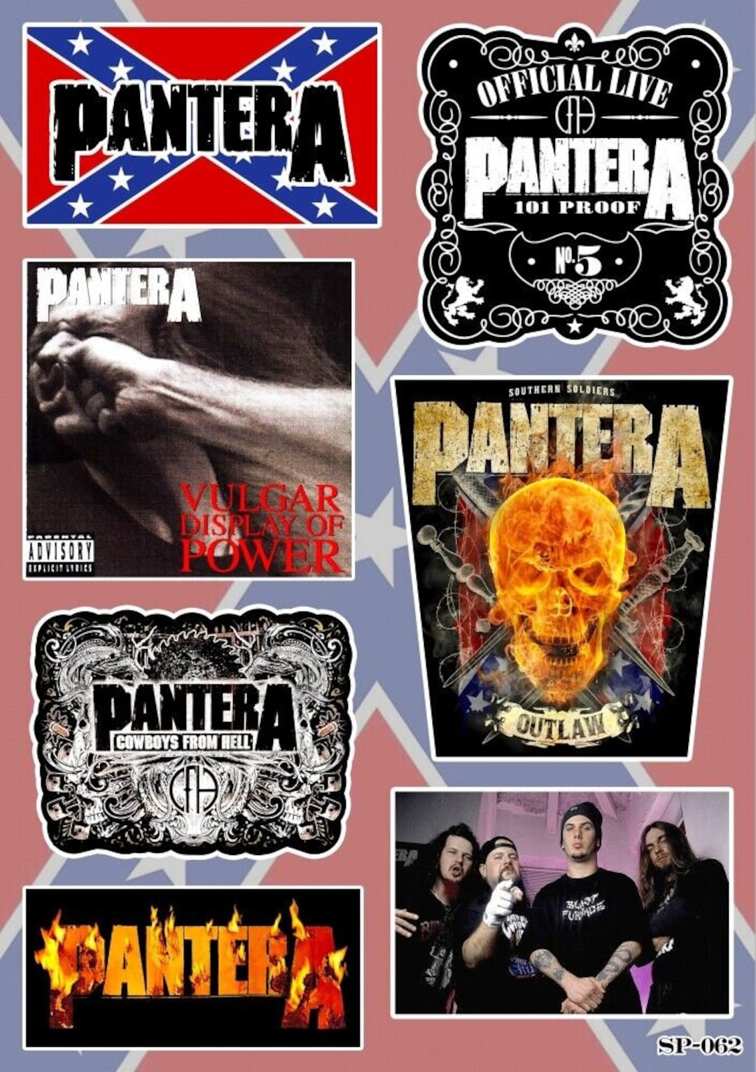 Pantera Sticker Pack - Outlaw Skull Groove Thrash Heavy Glam Metal Band ...