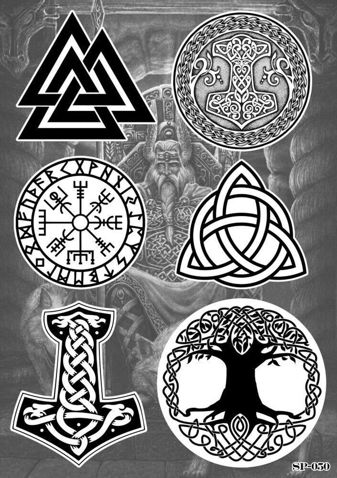Viking Norse Symbols Sticker Pack - Valknut Thor's Hammer Vegvísir Tree ...