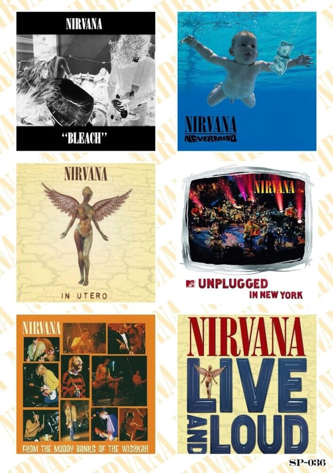 Nirvana Album Covers Sticker Pack American Grunge Punk Hard Rock Band ...