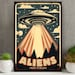 Retro Alien UFO Poster: Vintage Space Art Print (digital Download) - Etsy