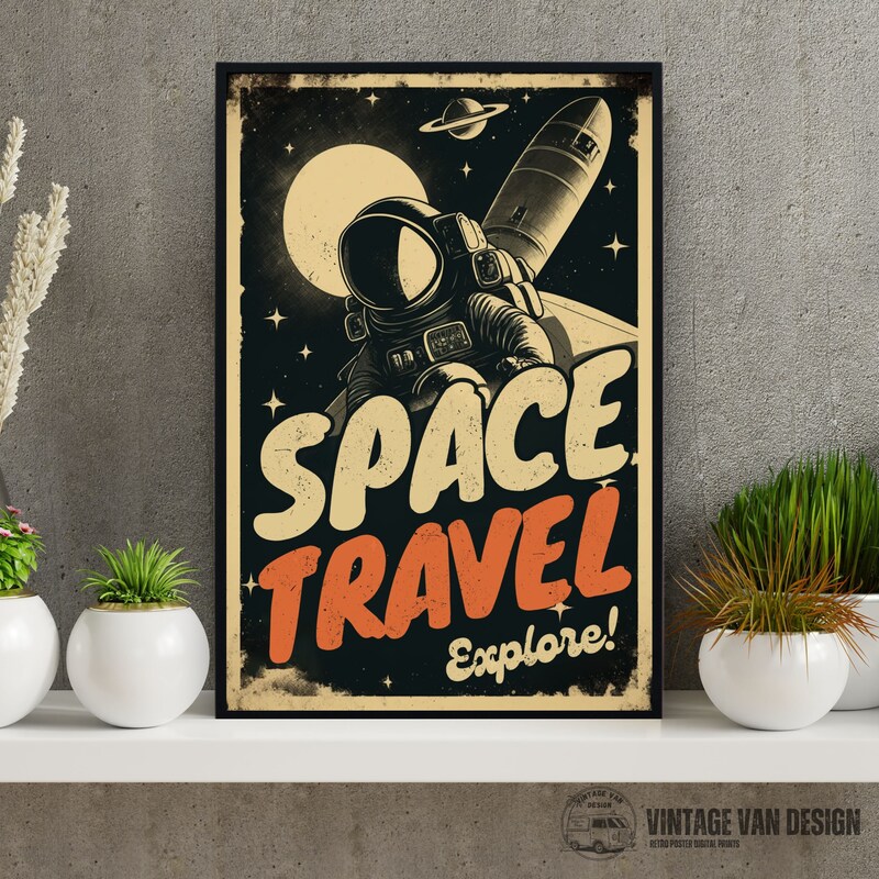 Retro Space Poster - Etsy