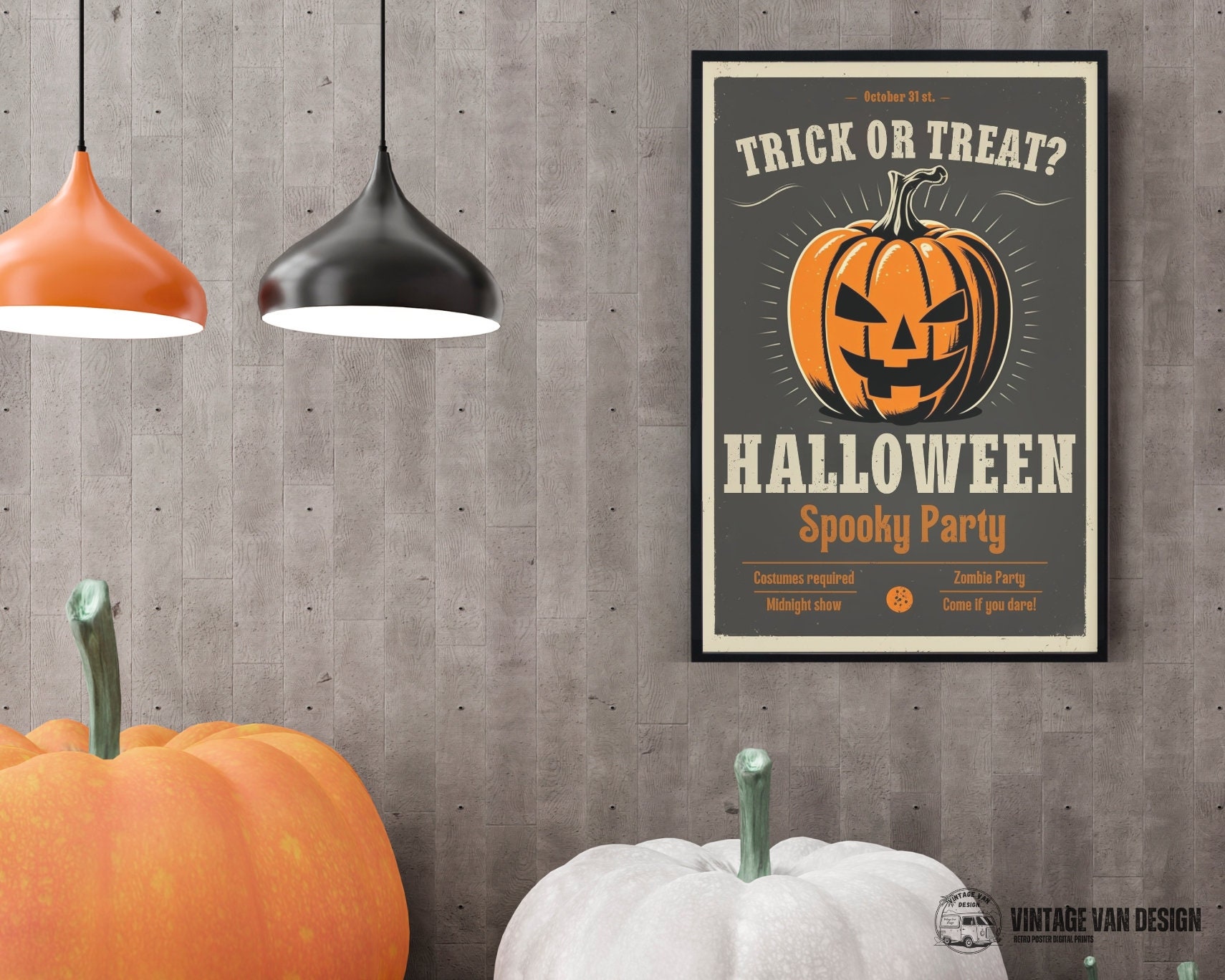 Printable Vintage Halloween Party Poster I Retro Halloween Gift for ...