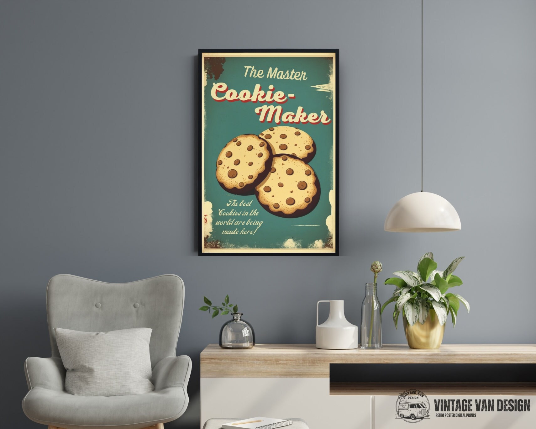 Retro Cookie Advertisement Poster: Vintage Kitchen Art (digital ...