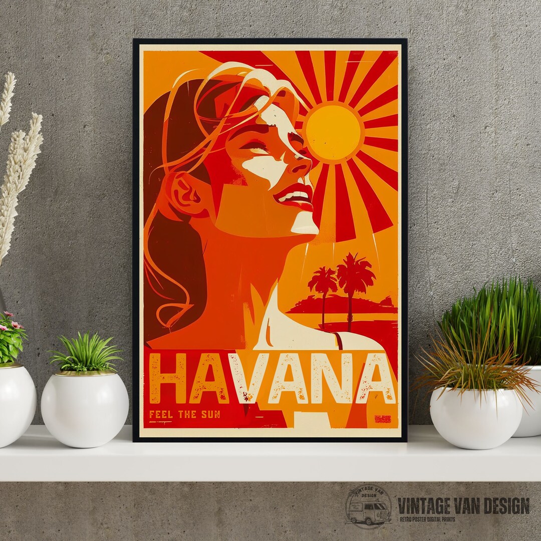 Havana Vintage Advertisement Retro Travel Poster Cuba Digital Wall Art ...