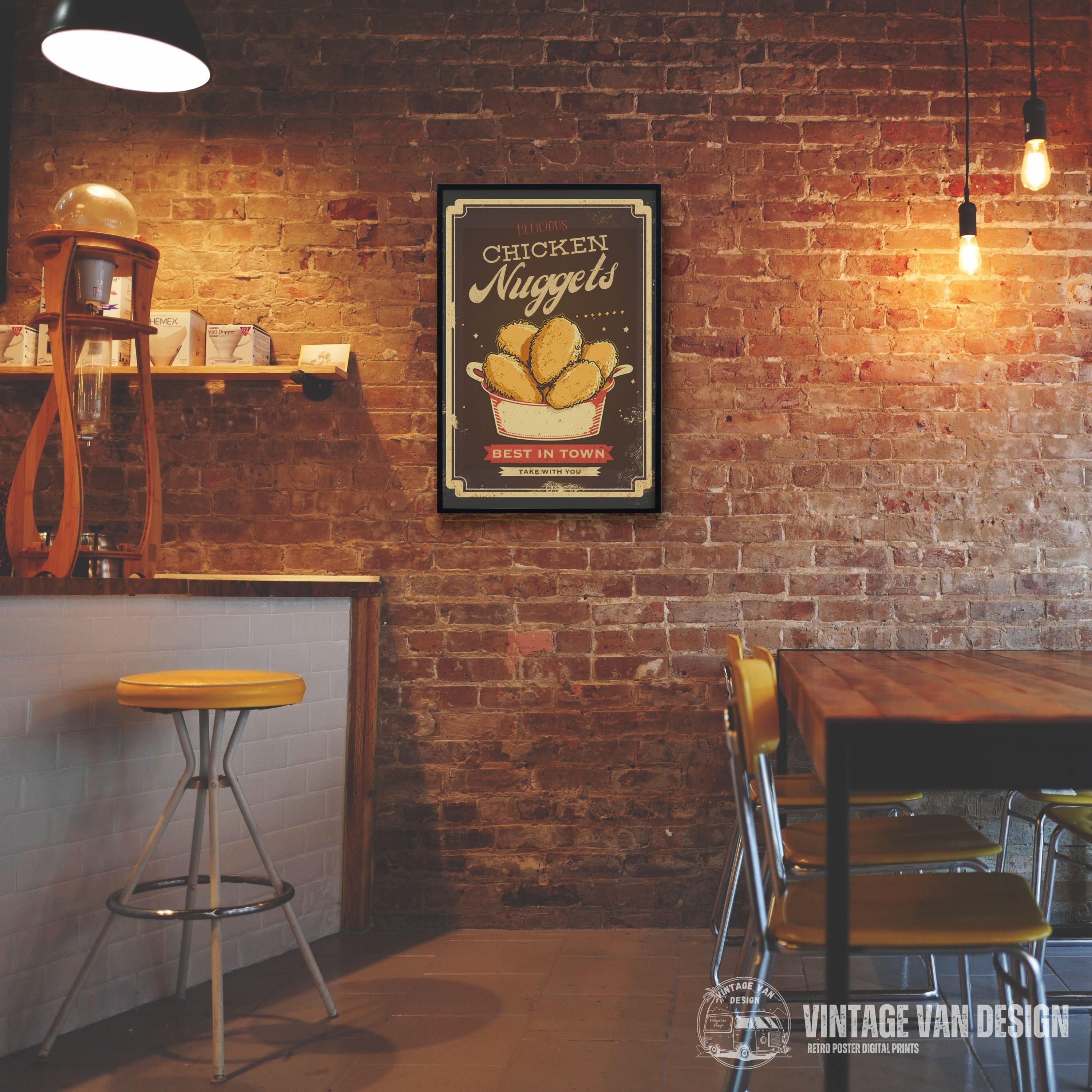 Vintage Chicken Nuggets Advertisement Poster: Retro Kitchen Art ...