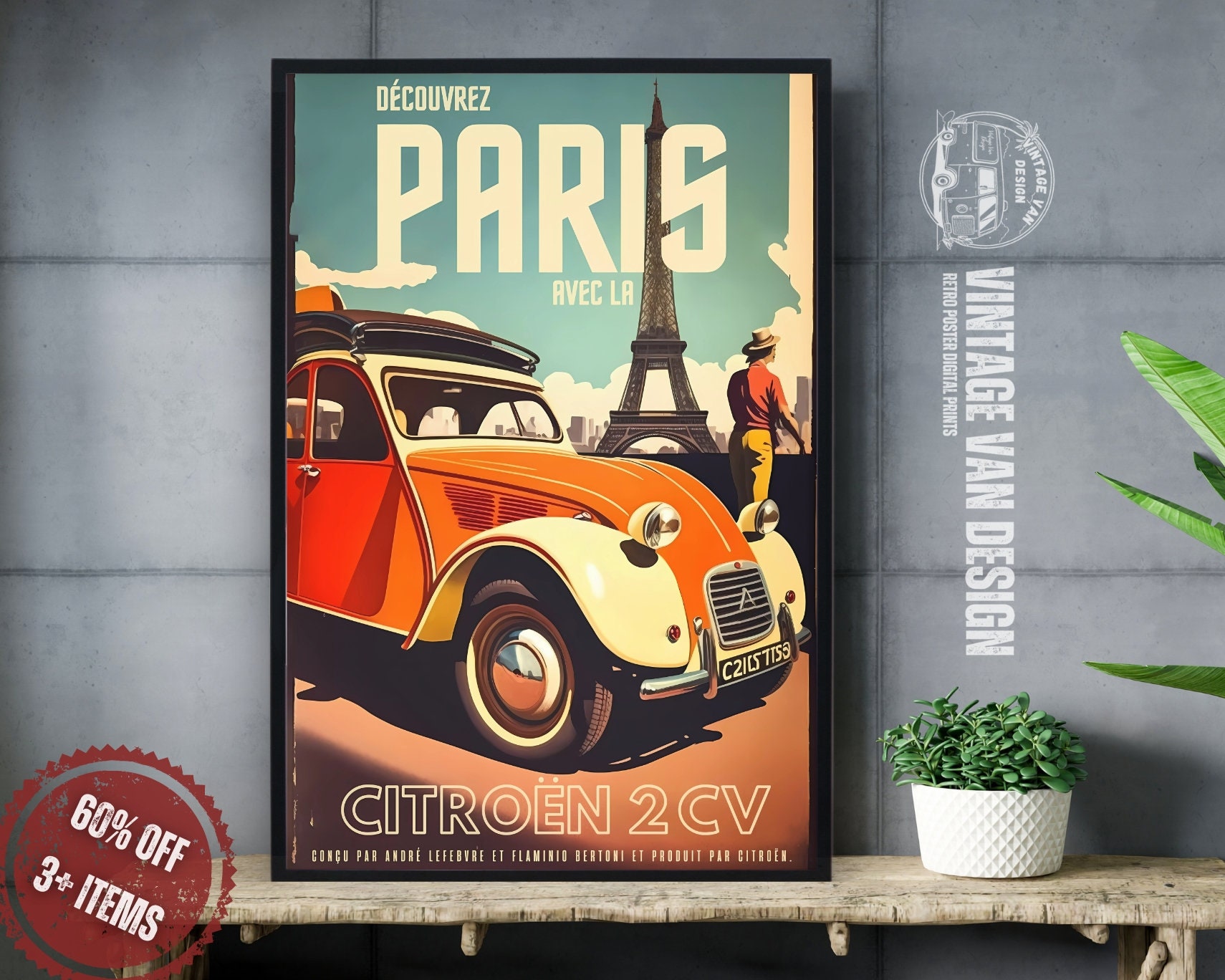 Citroen 2CV Vintage Advertisement France Poster Retro Travel Paris ...