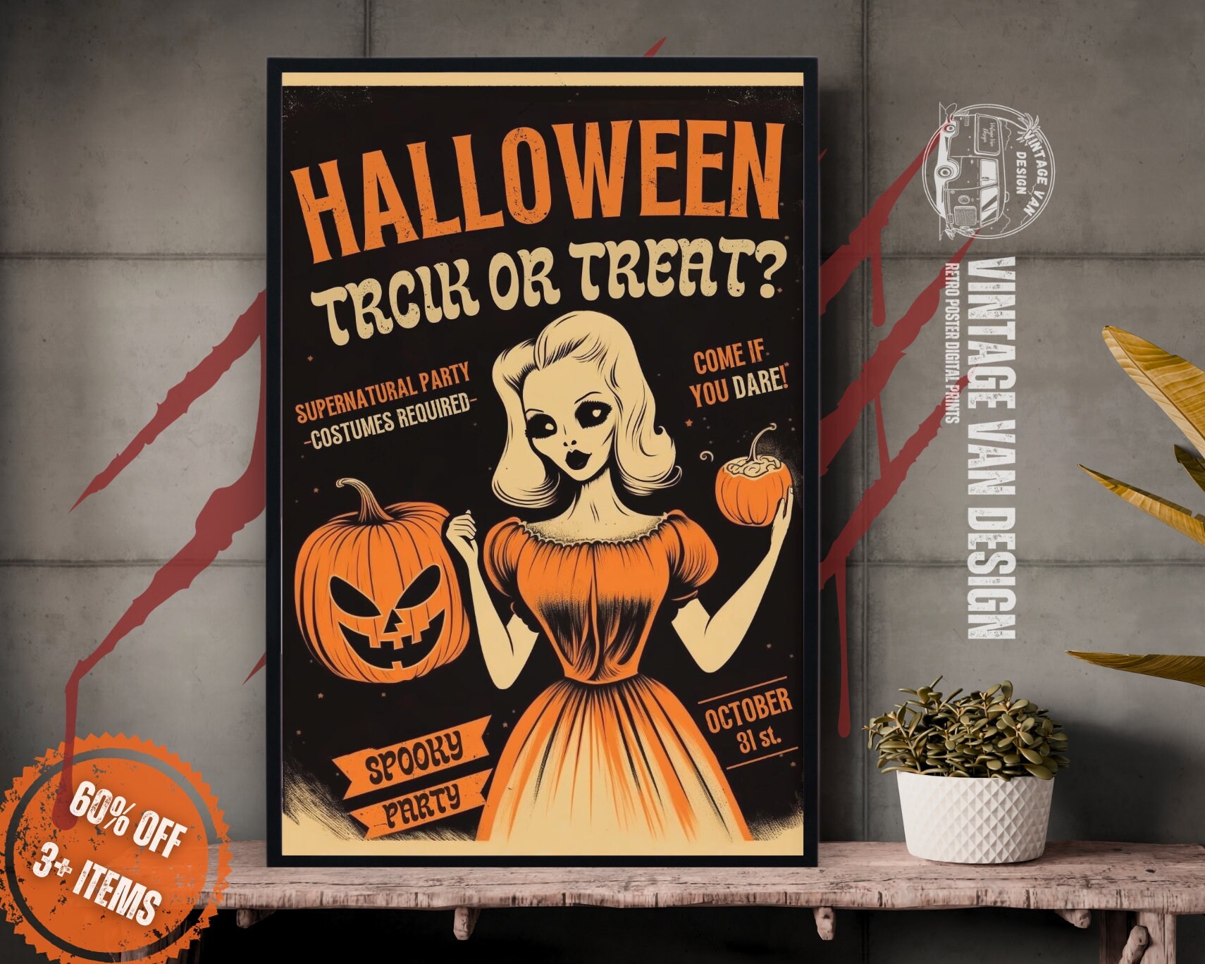 Printable Vintage Halloween Party Poster - Etsy
