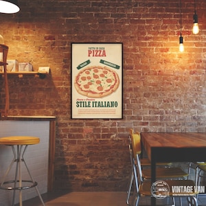 Vintage Italian Pizza Advertising Poster I Retro Italy Digital Art ...