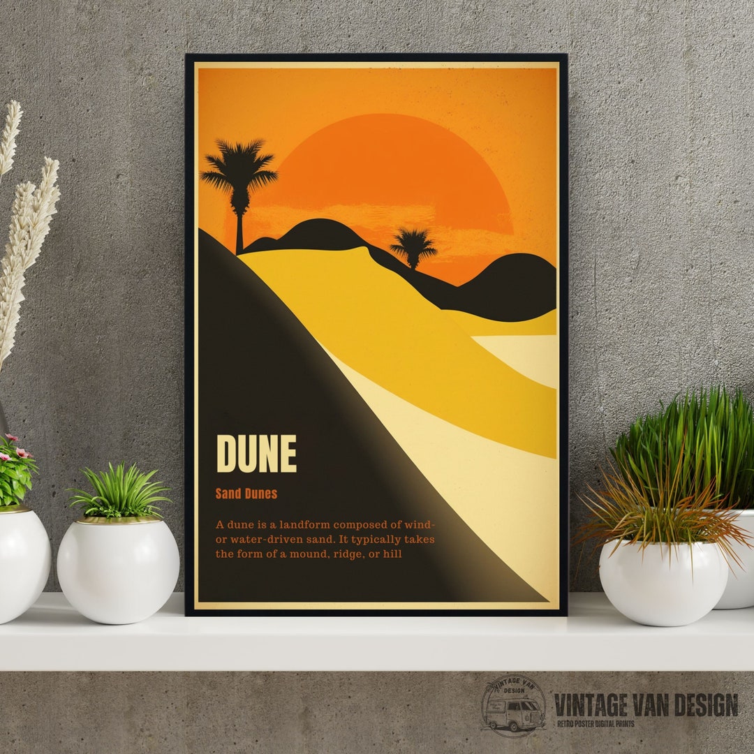 Dune Vintage Definition Poster Retro Desert Travel Digital Art ...